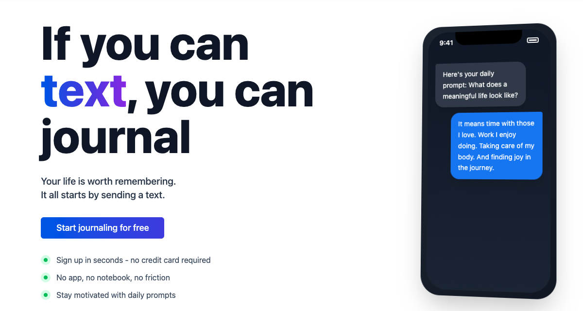 Journal By Text - The Easiest Way to Keep a Journal via SMS